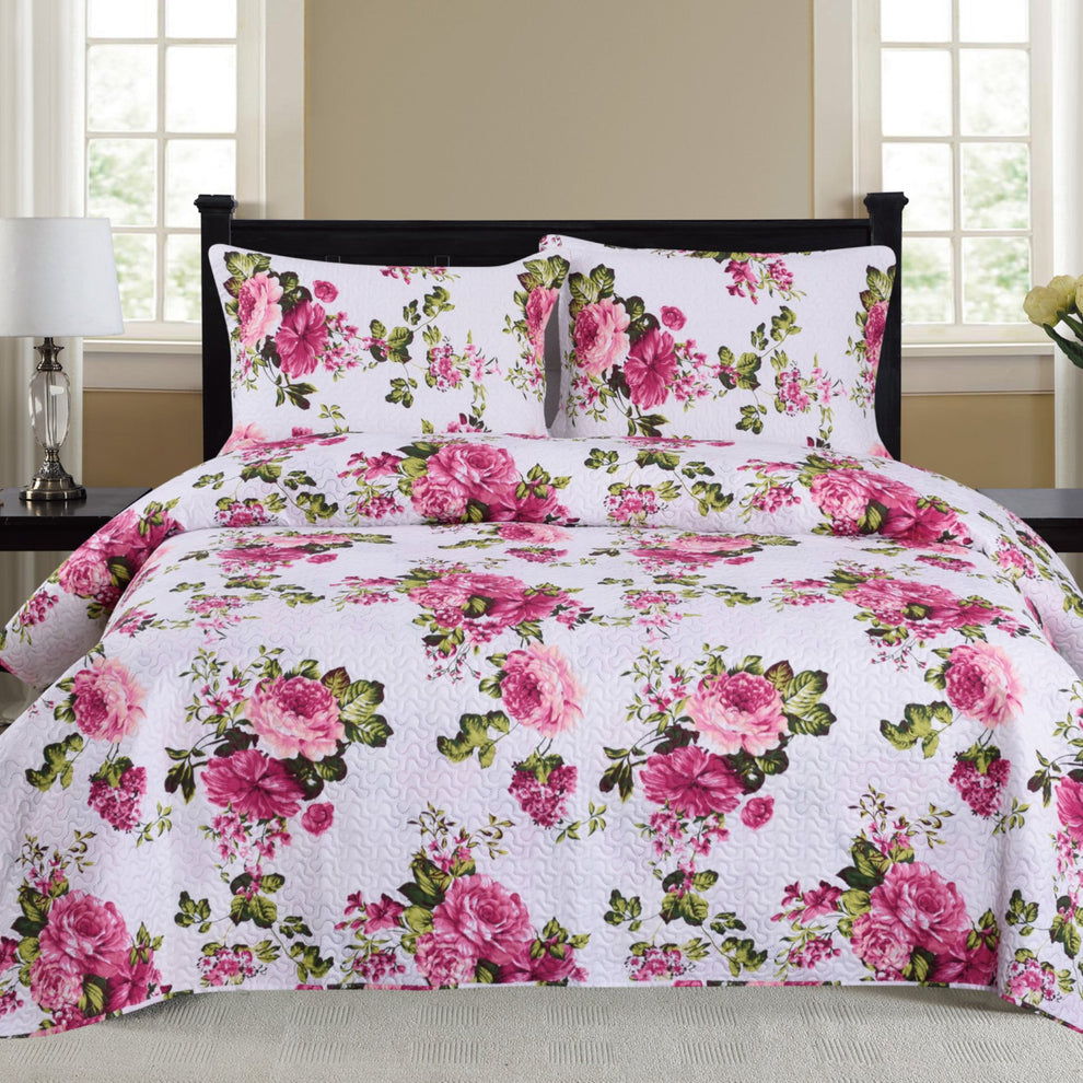 Cynthia - 3 Piece Quilt Set - Fuschia – The Lidia Rose